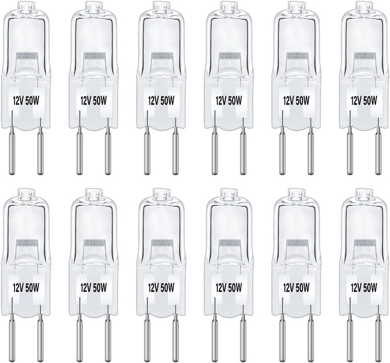 Pack of 12 G6.35 50 W 12 V Halogen Light Bulbs (Neu (gemäss ...
