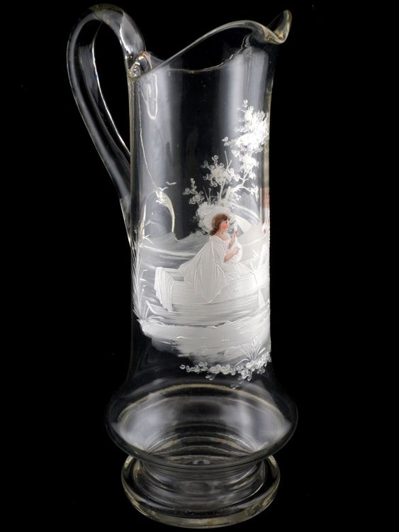 Pichet peint email Mary Gregory scène galante Krug Glas (Gebraucht) in ...