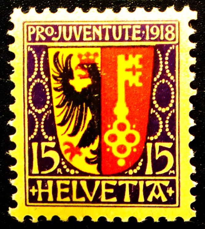 1918 : Wappen/Ecusson Genf Genève postfrisch # 11 SBK 50.-- (Neu und ...