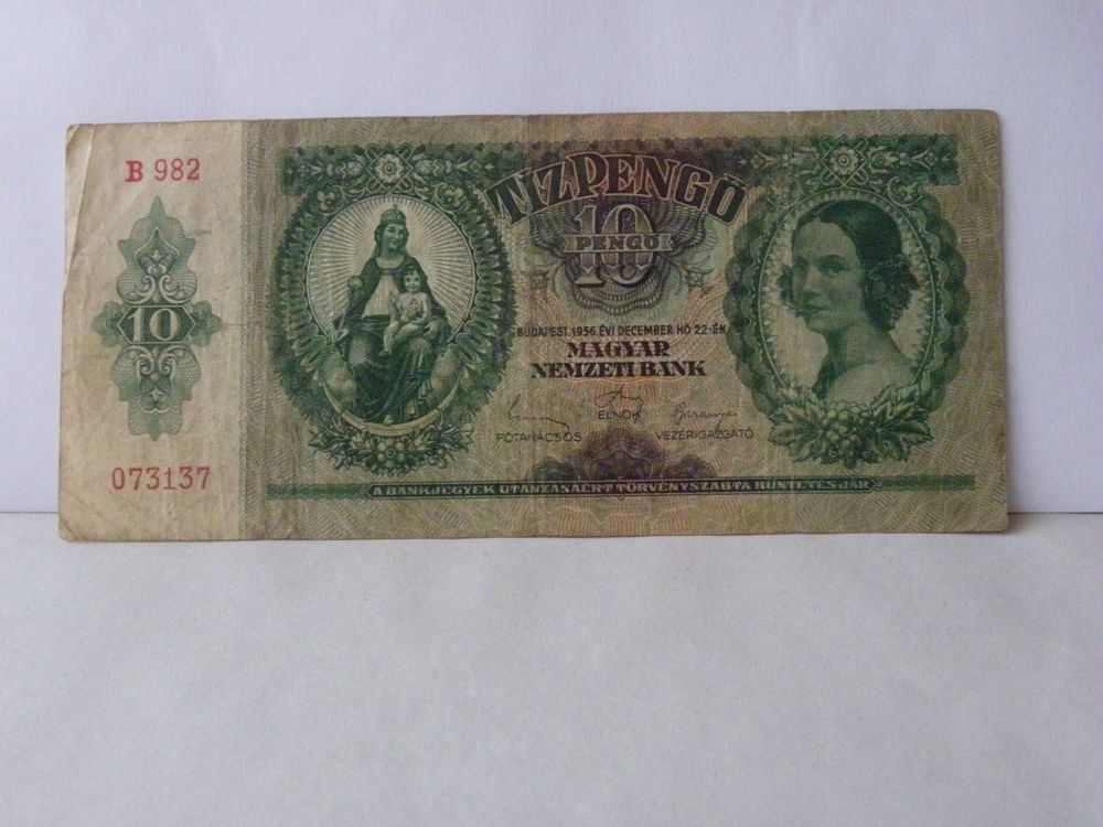 37/ Alte Ungarische 10 Pengo Banknote 1936 🤩 (Gebraucht) in ...