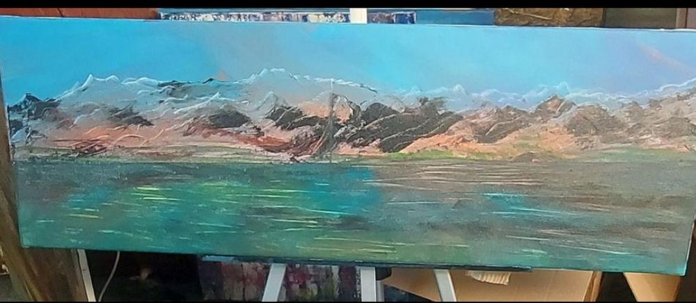 Gemälde Bergsee Landschaft,von mir selbstgemalt 30×90 (Gebraucht) in Riehen für CHF 35 – mit ...