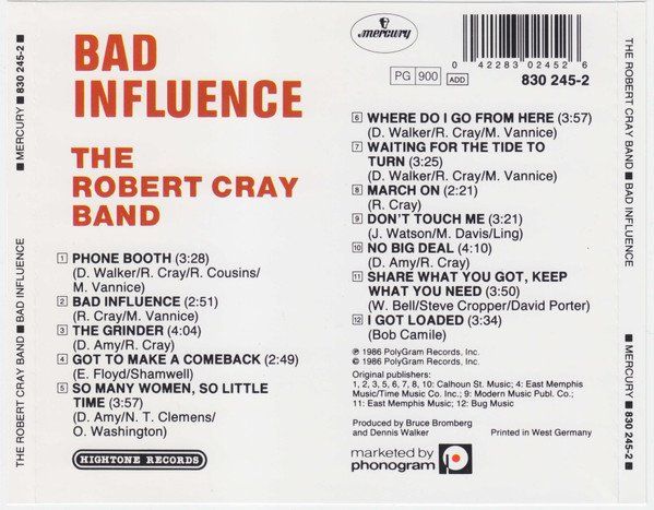 The Robert Cray Band – Bad Influence (D10) | Kaufen auf Ricardo