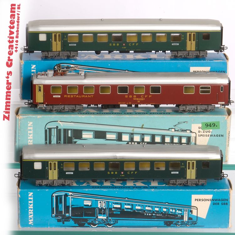 3 Marklin SBB Pers. Wagen, 4066/68, H0, WS, OVP (Gebraucht) in Bubendorf für CHF 39.95 – mit ...
