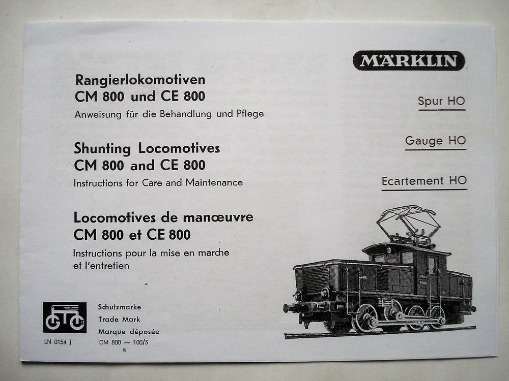 Märklin Betriebsanleitung CM 800 (Gebraucht) in Frauenfeld für CHF 3 ...