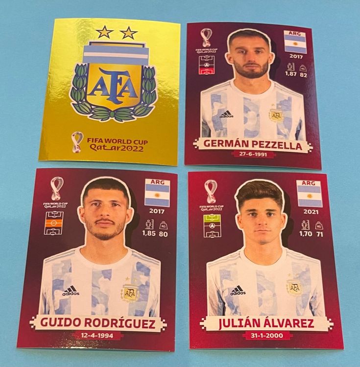 Panini WM 2022 Qatar ARGENTINA ARG 2, ARG 8, ARG 14, ARG 15 (Gebraucht ...