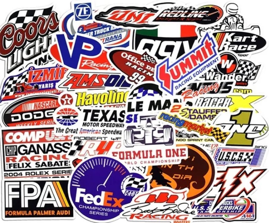 50 Stk. Sticker/Aufkleber - Marke für Rennwagen & Motorräder (Neu und ...