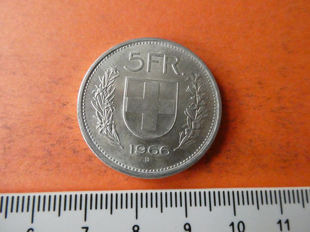 Schweiz 1966, 5 Franken - Silber (Gebraucht) in Hinterforst für CHF 9 – mit Lieferung auf ...