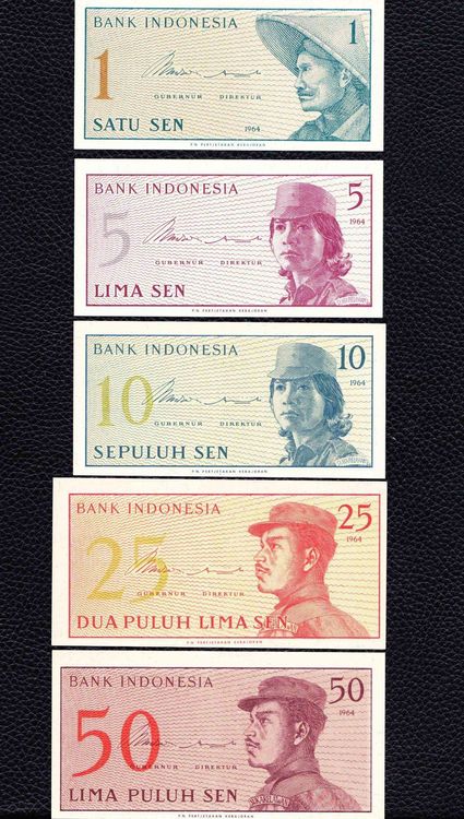 1.5.10.25.50 Sen Indonesien 1964 UNC (Neu und originalverpackt) in Auw für CHF 4.1 – mit ...
