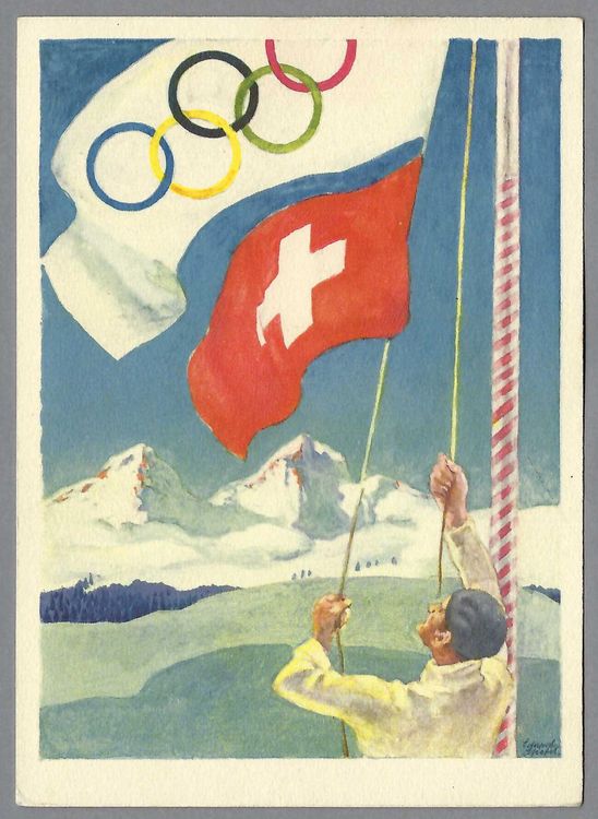1928, ST. MORITZ, II. OLYMPISCHE WINTERSPIELE, AK SIGN., Ia! (Gebraucht ...