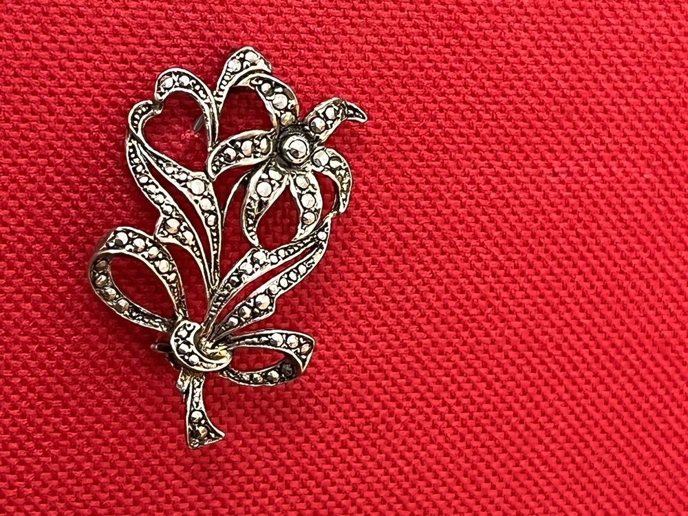 Vintage Art Deco Silber 800 Brosche mit markasiten steine (Gebraucht ...