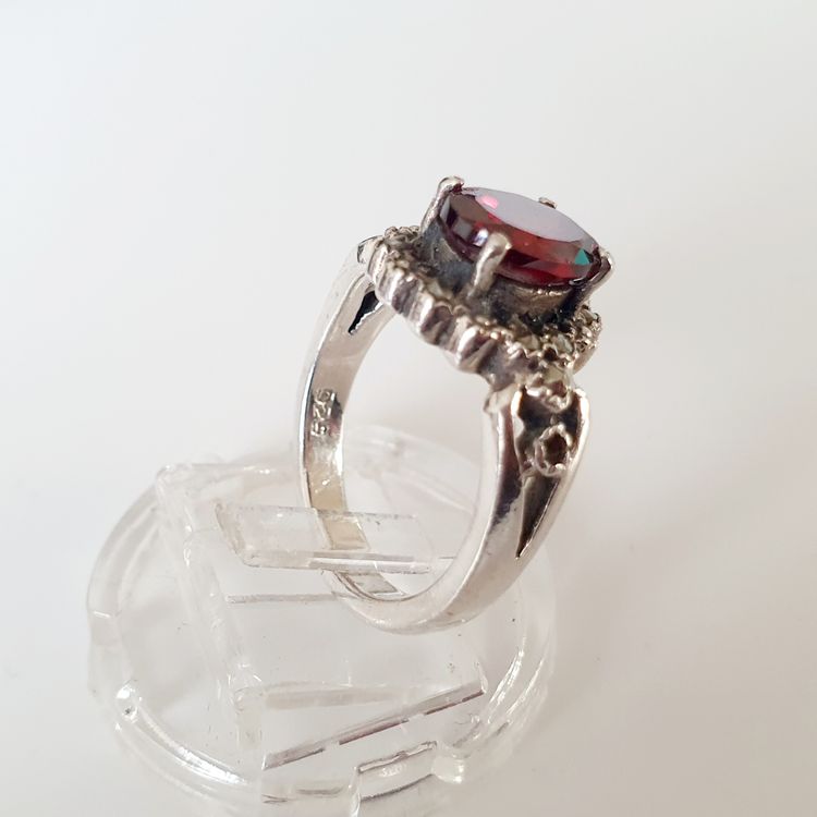 Vintage 925 Sterling Silber Ring mit Granat & Markasit 💍 (Gebraucht) in ...