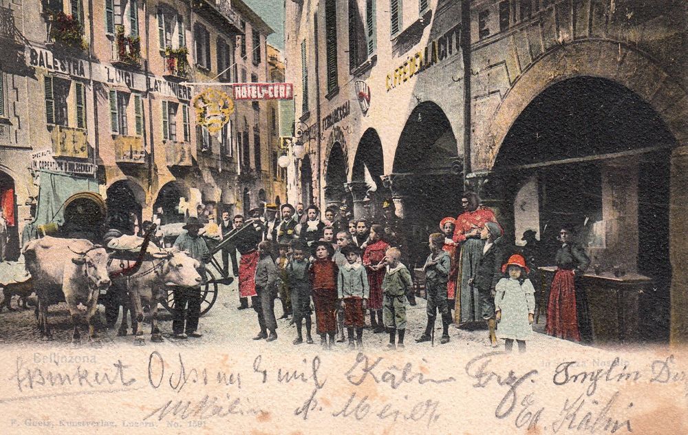 AK Bellinzona piazza Nosetto animatissima 1908 (Gebraucht) in Riva San ...