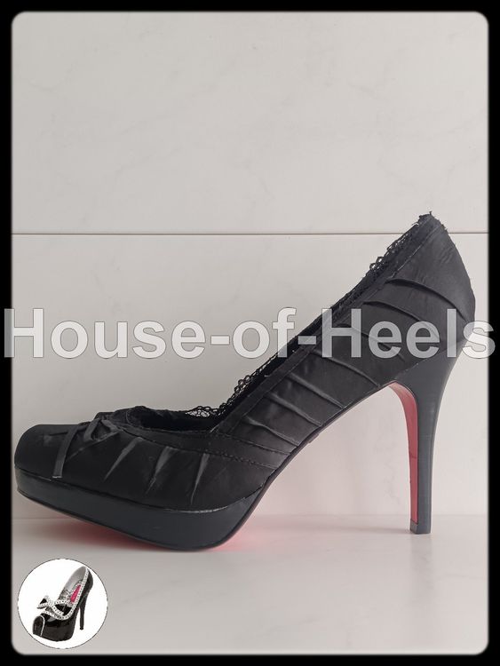♥ Escarpins Hot Heels 42 talon 12cm plateau 2cm satin noir | Kaufen auf ...