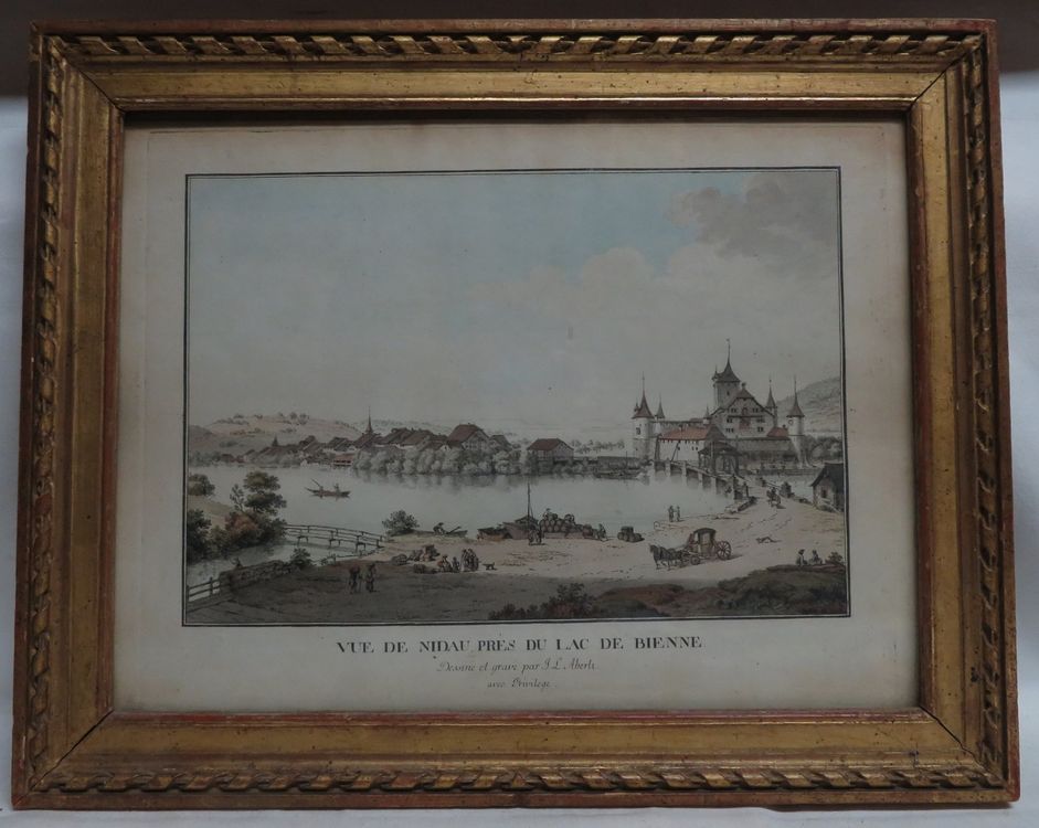 Johann Ludwig ABERLI 1723-1786 Stich Radierung Vue de Nidau (Gebraucht ...