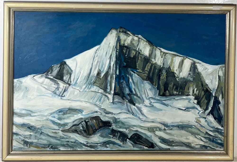 Josef Knecht (1913-?) Grosse Winter-Berglandschaft Gemälde (Gebraucht ...