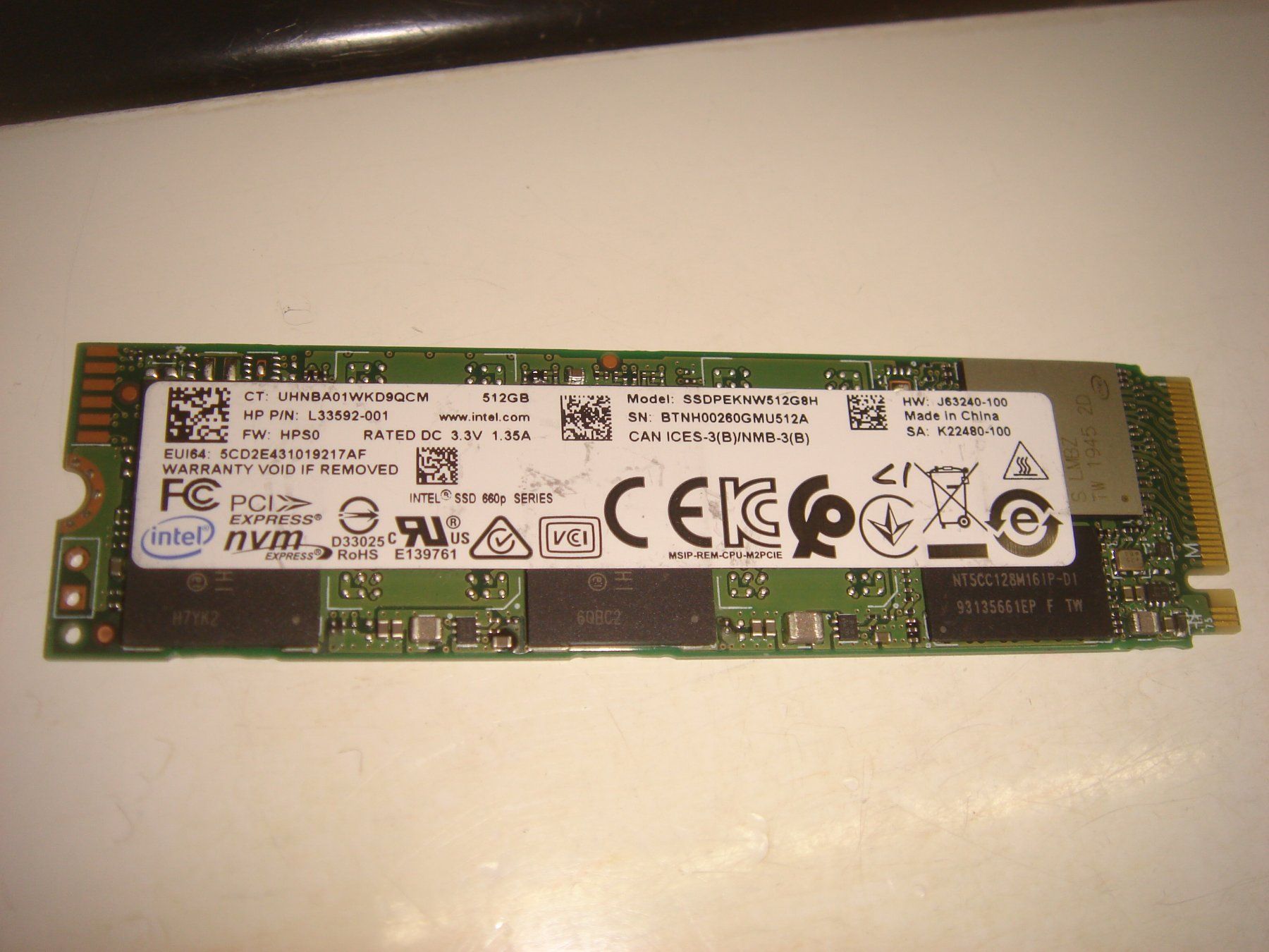 1 stück 512gb m.2 nvme ssd. Intel. Details siehe Bildern. (Gebraucht ...