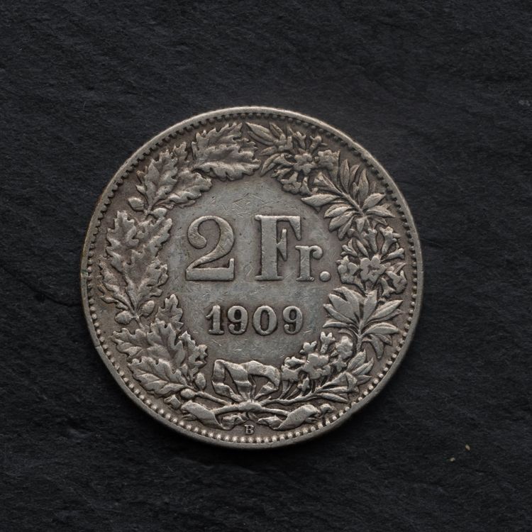 Silbermünze 2 Franken 1909, CH-Münze, Helvetia (Gebraucht) in Eggenwil für CHF 7 – mit Lieferung ...