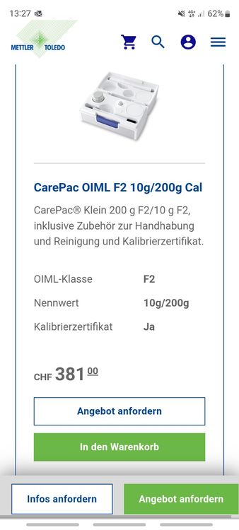 Prüfgewichte 2000g F2 / 100g F2 für Waage (Gebraucht) in Staufen für CHF 60 – mit Lieferung auf ...