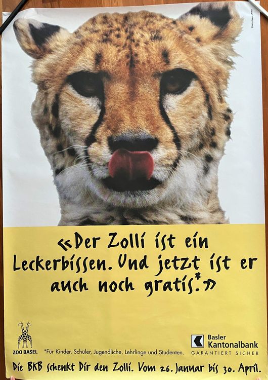 Zoo Zolli Basel Basler Kantonalbank Plakat Leopard (Gebraucht) in THERWIL für CHF 5 – mit ...
