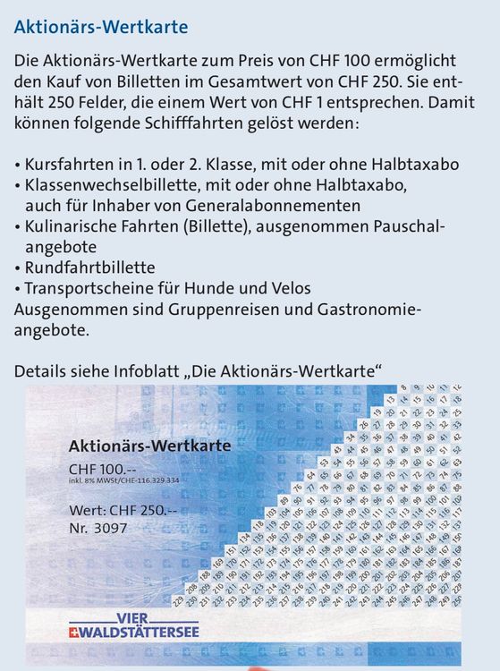 Wertkarte CHF 250 Franken SGV Vierwaldstättersee Schifffahrt (Neu und originalverpackt) in ...