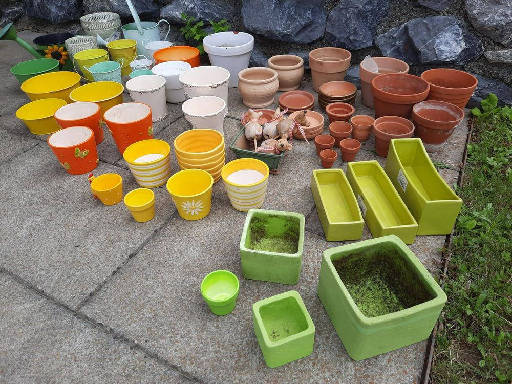 Konvolut mit Blumentopf Übertopf Pflanztopf Unterteller Deko (Gebraucht ...