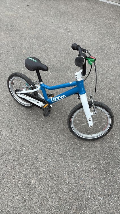 Woom 2 Kinderfahrrad 14 Zoll blau weiss (Gebraucht) in Sommeri für CHF ...