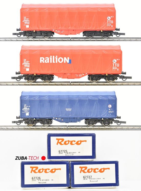 Roco 3x Schiebeplanwagen Shmmns DB H0 GS mit OVP (Gebraucht) in St ...