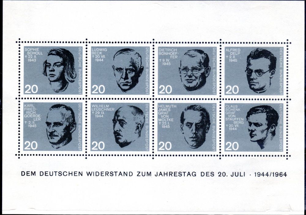 DEM DEUTSCHEN WIDERSTAND ZUM JAHRESTAG DES 20. JULI 1944/64 (Neu (gemäss Beschreibung)) in für ...