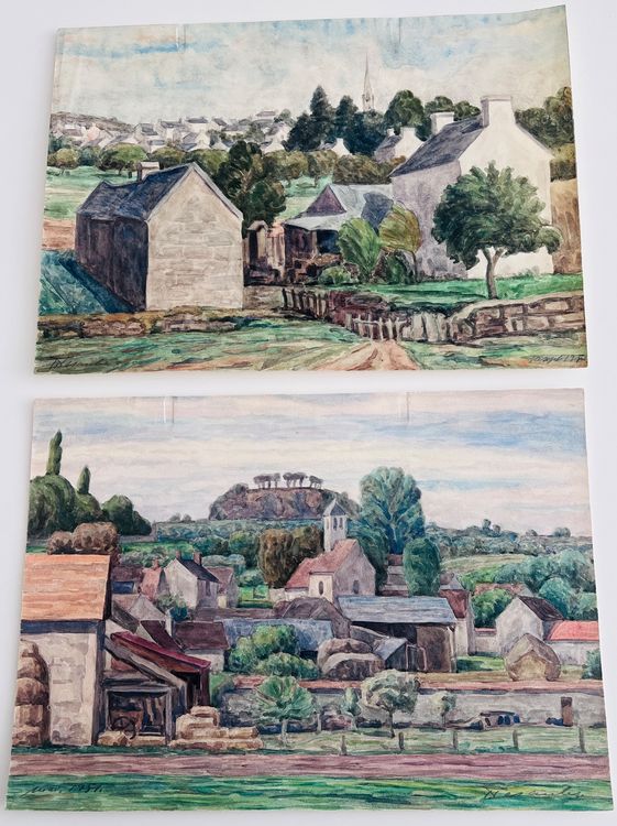 2x Alte Landschaft Aquarell Unleserlich Handsigniert | Kaufen auf Ricardo