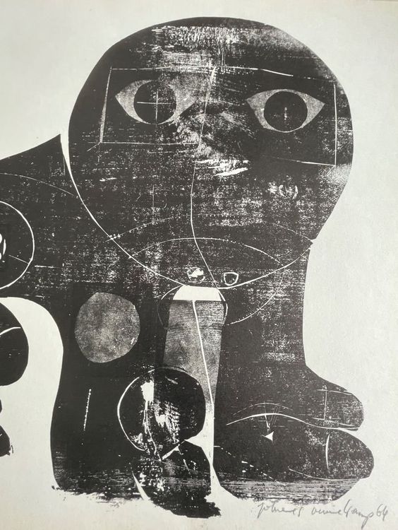 KÜNSTLER ? UNLESERLICH SIGNIERT HOLZSCHNITT SIGNIERT AUF BÜT | Kaufen auf Ricardo