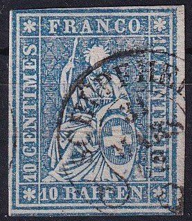 Sauberer Strubel 23 mit Zweikreisstempel; Bogenrand! (Gebraucht) in Samnaun-Compatsch für CHF 12 ...