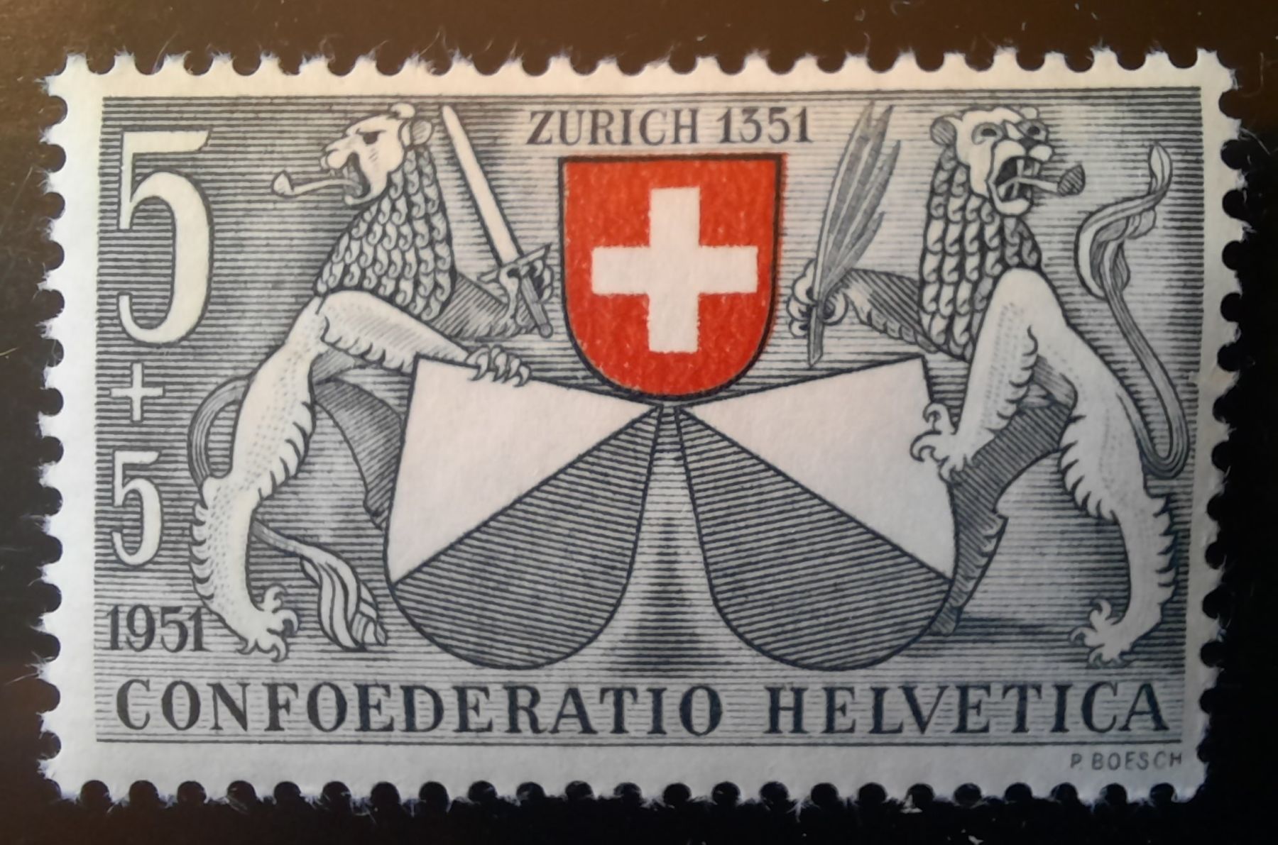 1-18-2 Timbres Helvetia neufs. Pro Patria, série 1951 (D'occasion) à ...