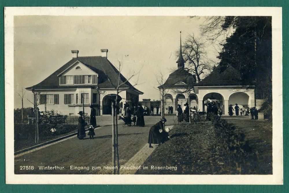 Winterthur, Eingang zum neuen Friedhof Rosenberg,belebt,1929 | Kaufen ...