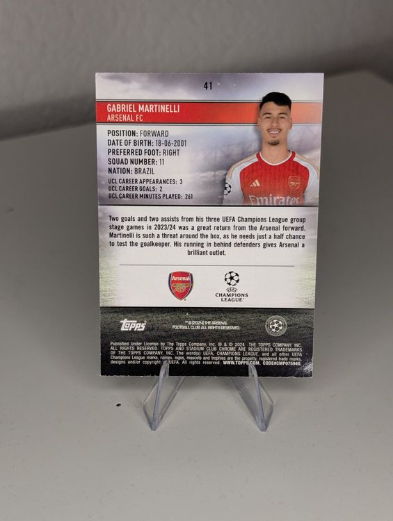 Arsenal FC - Gabriel Martinelli Karte - Selten! 125/175 (Neu (gemäss ...