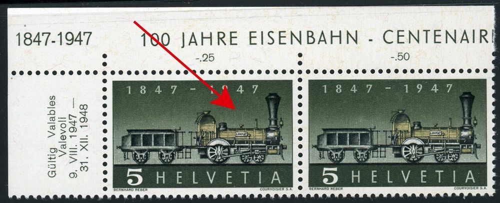Abart: 277** Rf. 4.02a Strich über Lokomotive, 1947 | Kaufen auf Ricardo