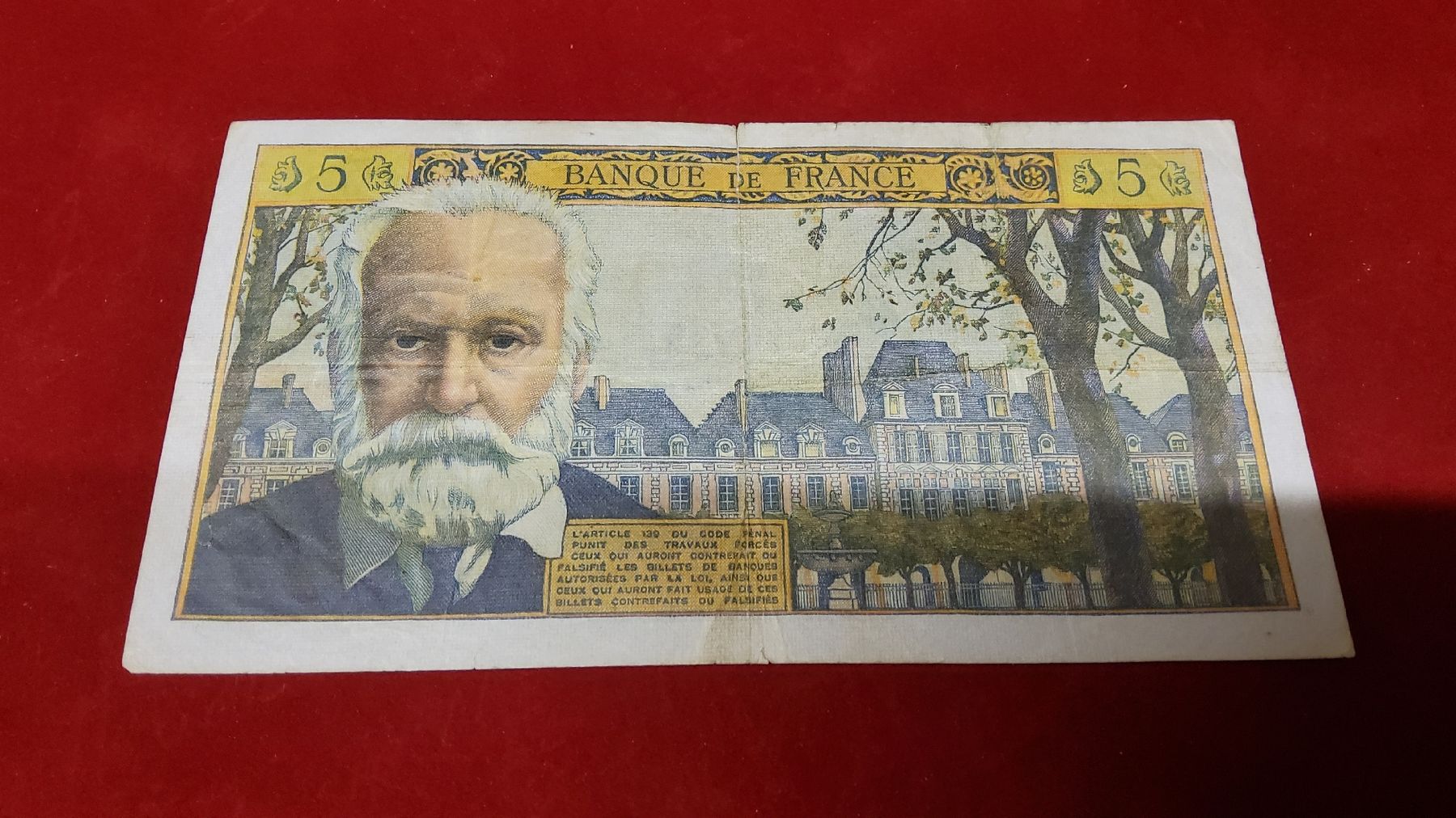 Frankreich 5 Francs Note, Victor Hugo, Jahr 1961, Top! (Gebraucht) in ...