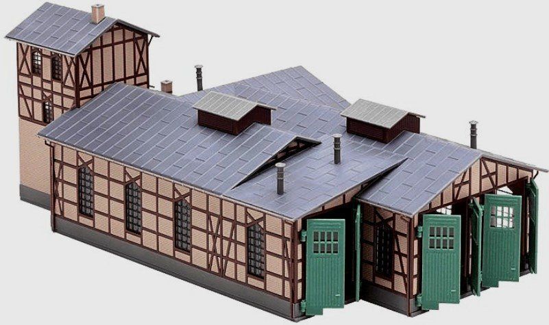 Faller B-160 H0 3 Stände-Lokschuppen mit Wasserturm, Bausatz (Neu und ...