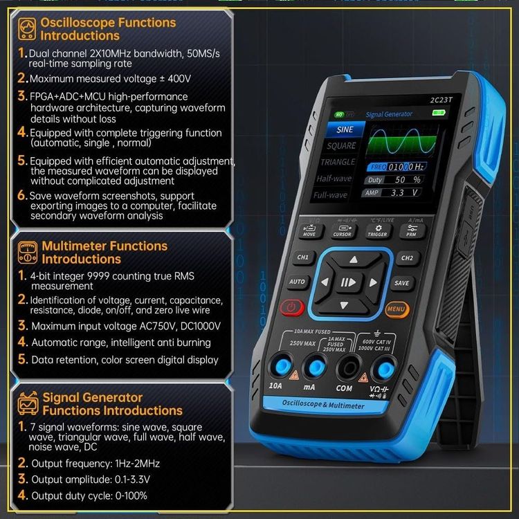 PRO Digitales 3-in-1 Dual-Kanal-Oszilloskop Signalgenerator (Neu und ...