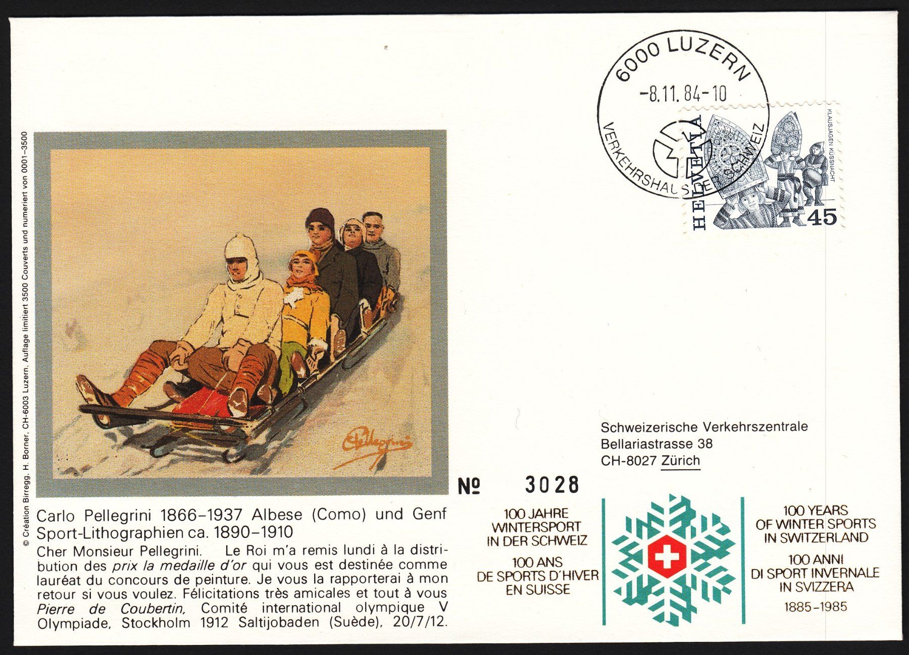 Top Briefe /100 JAHRE WINTERSPORT IN DER SCHWEIZ /Rarität ! (Neu und ...