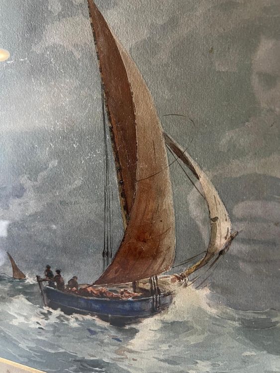 Segelboote auf dem Meer Sehr Alte Aquarell Signiert. (Gebraucht) in Neuhausen am Rheinfall für ...