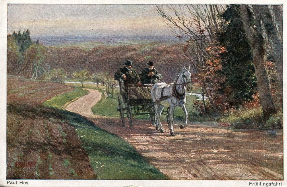 KUTSCHE - Frühlingsfahrt - Künstlerkarte von Paul Hey (Gebraucht) in ...