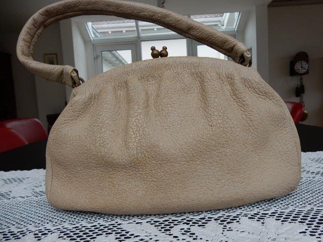 Handtasche Leder beige Vintage 50er Jahre | Kaufen auf Ricardo
