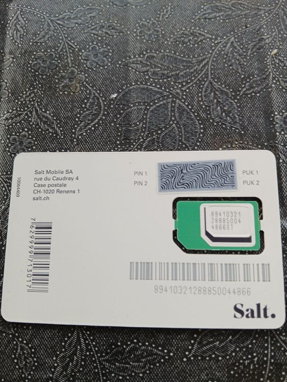 Salt SIM-Karte - unbenutzt - inklusive PIN und PUK! (54) (Gebraucht) in ...