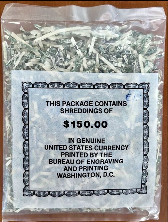 Zerkleinertes Geld - 150 Dollar - USA - Souvenir (Gebraucht) in ...