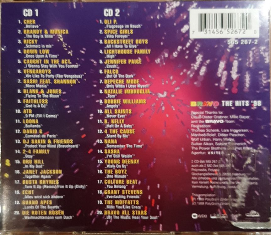 Bravo Hits - The Hits 98, 2CD Hit Compilation Sampler 1998 | Kaufen auf ...