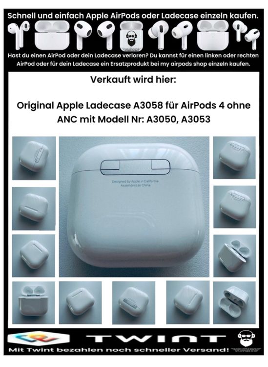 Original Apple Ladecase A3058 für AirPods 4 Gen. ohne ANC (Neu (gemäss ...