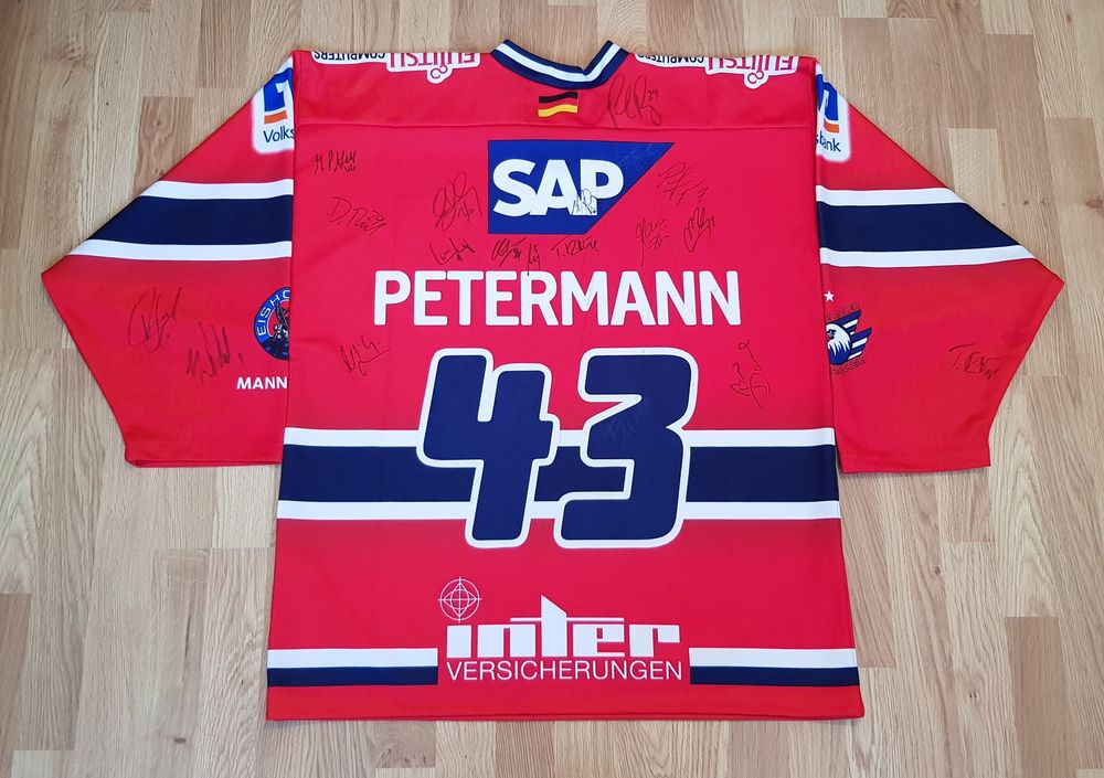 Adler Mannheim Trikot, XL, Nr. 43- Petermann (Autogrammen) (Gebraucht ...