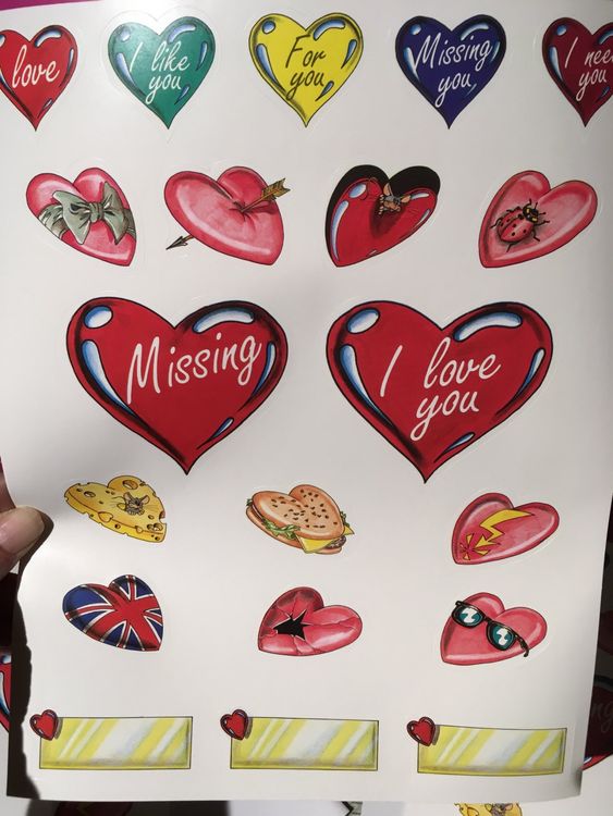 Retro aus den 90ern - Herz-Stickers - 8 Bögen (Neu (gemäss Beschreibung ...