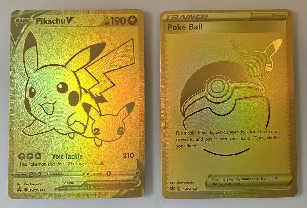 Cartes Pokémon Pikachu V & Poké Ball dorées Promo 25th | Kaufen auf Ricardo