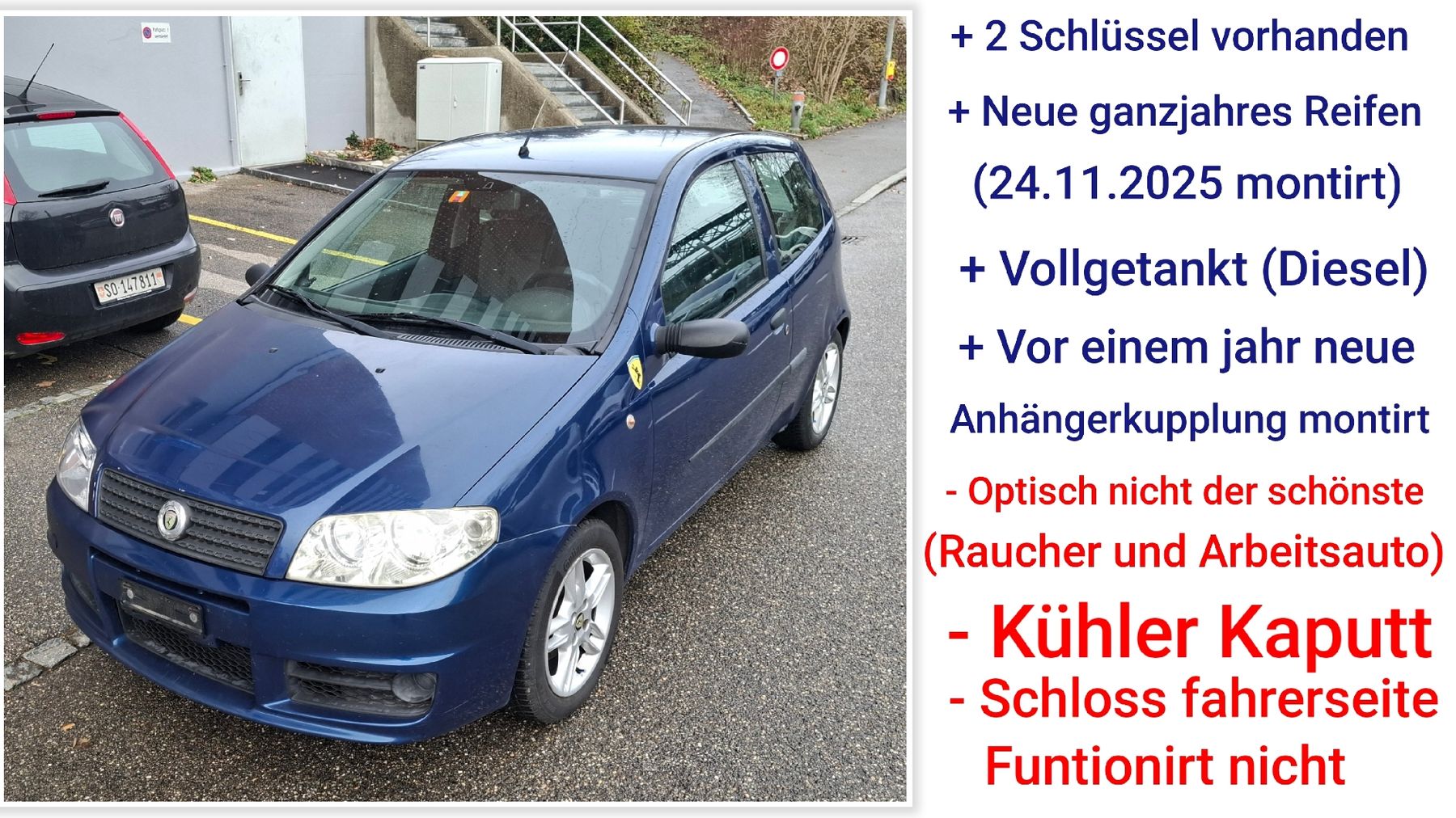Fiat punto 1.3 Diesel mit Rest MFK ab 1Fr (Defekt) in Grenchen für CHF ...